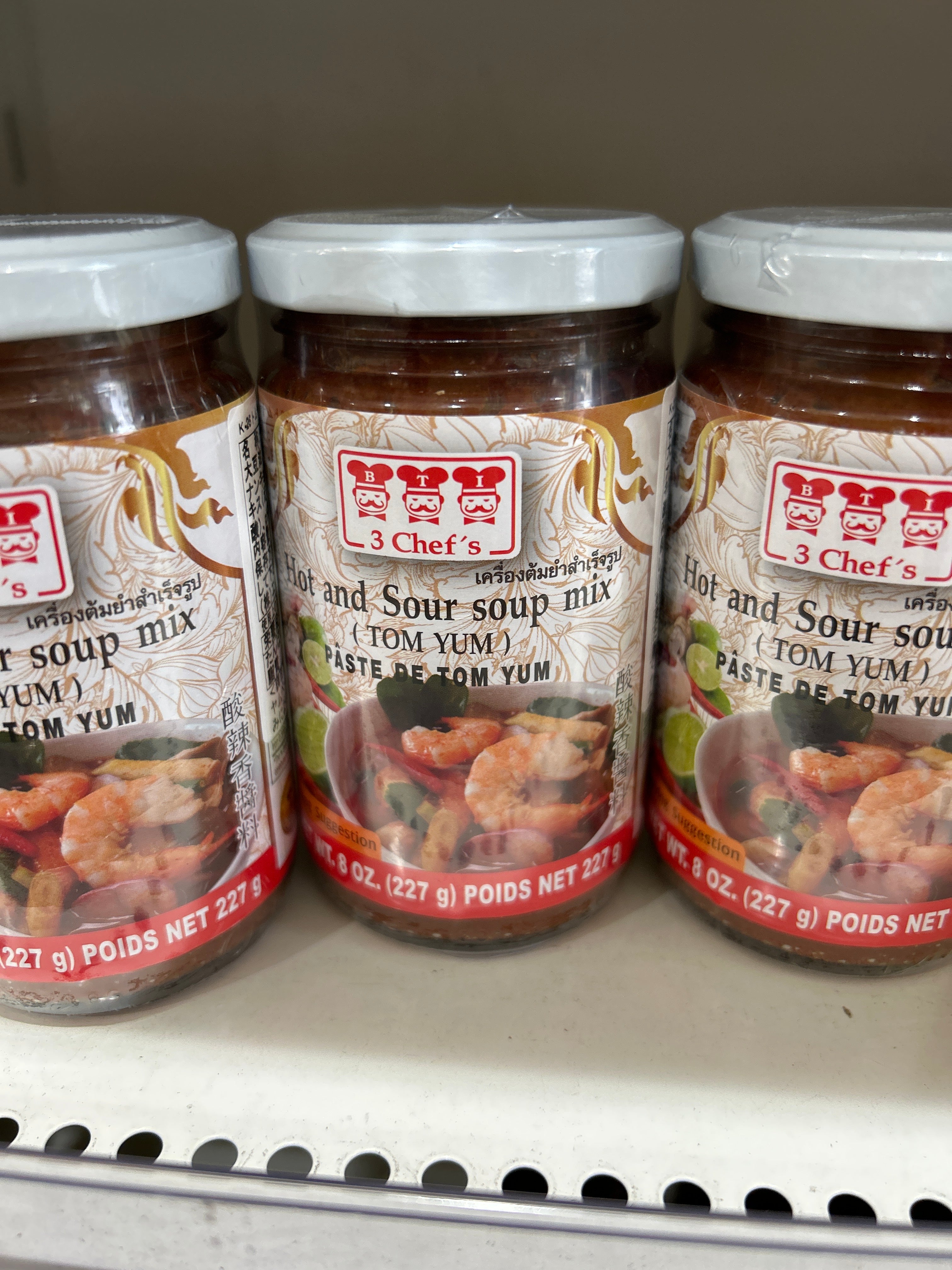 3 Chef's Hot and Sour Soup Mix Tom Yum (227g) トムヤムペースト瓶(Sサイズ) – LION MART